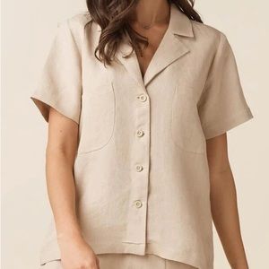 VETTA | Tops | Vetta Capsule The Linen Collared Shirt In Stone | Poshmark